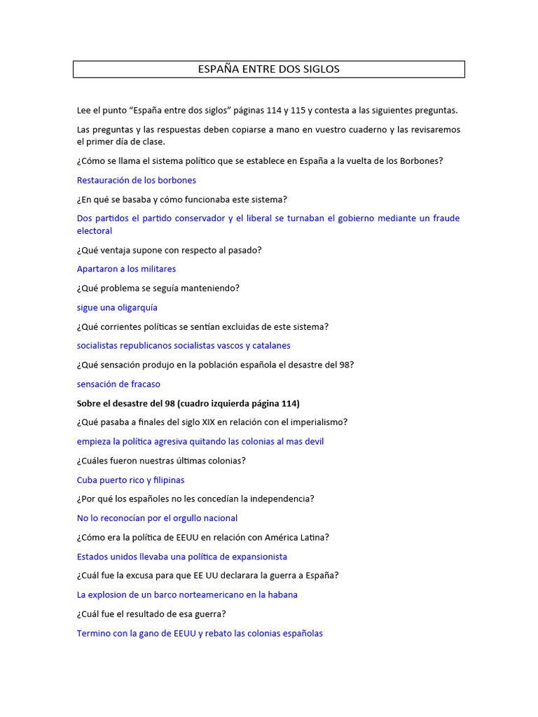 España: Política y Crisis entre Siglos | PDF | España | Relaciones ...