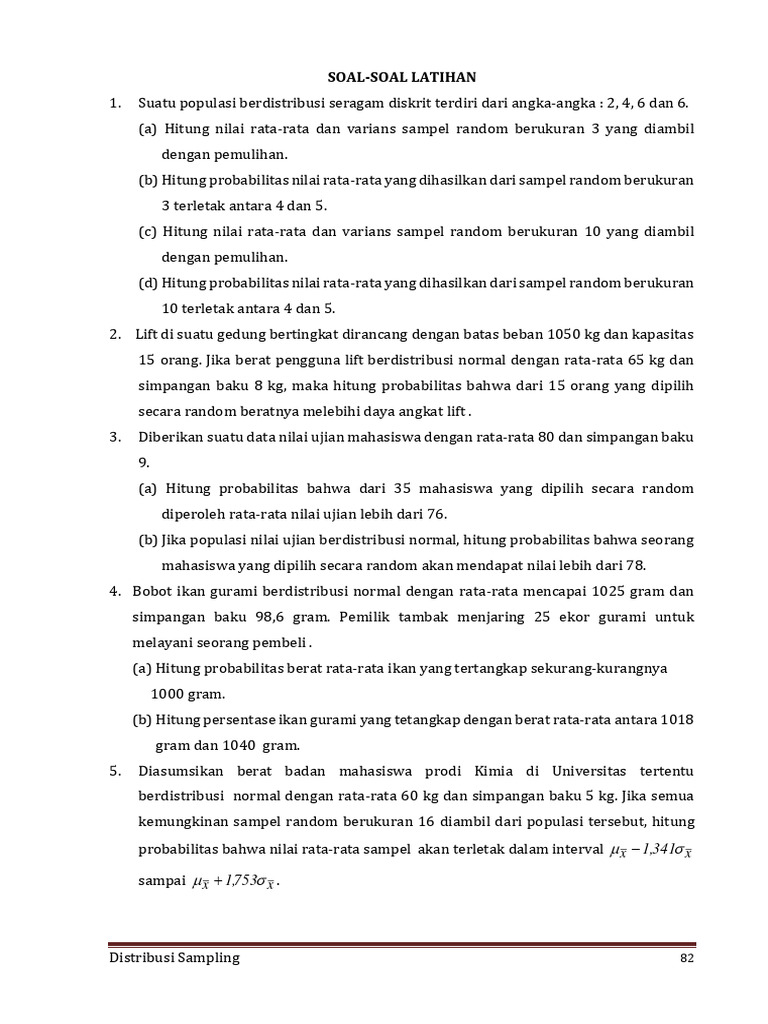 Soal Latihan Distribusi Sampling dan Probabilitas | PDF