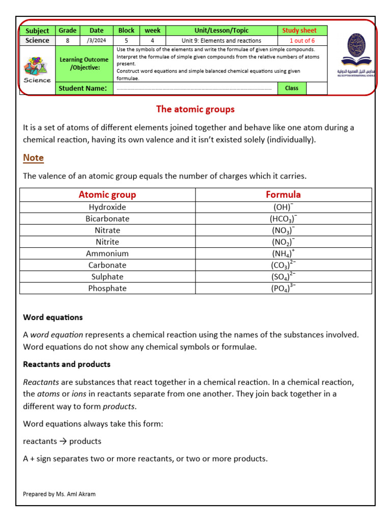The Atomic Groups | PDF | Chemical Reactions | Acid