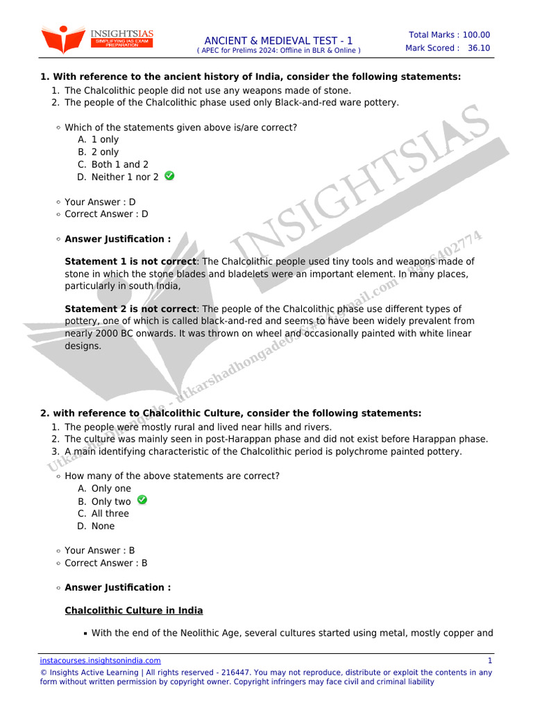 Ancient & Medieval Test - 1-31-Mar-24 13-43-11 | PDF