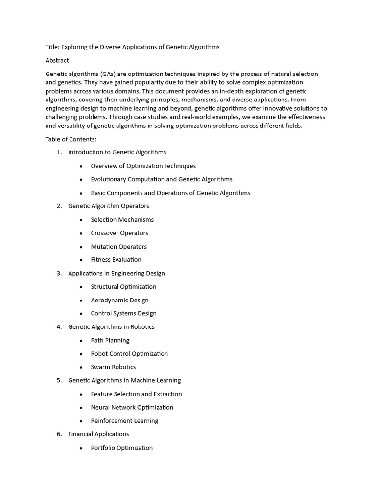 Applications of Genetic Algorithm | PDF | Genetic Algorithm | Mathematical Optimization