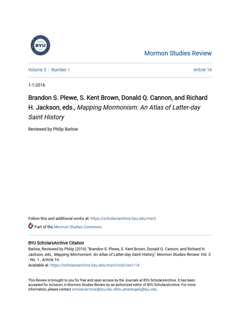 Mormon_Studies_Review_Mapping_Mormonism | PDF | The Church Of Jesus Christ Of Latter Day Saints ...