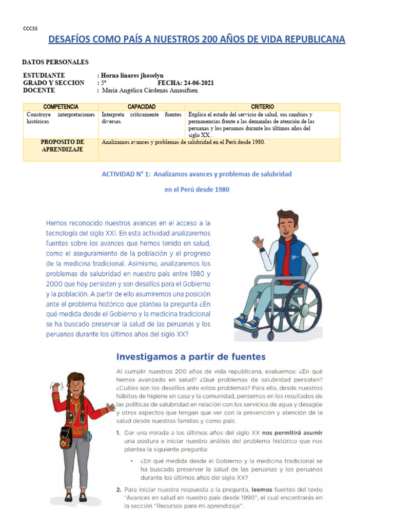 5to Act1 EA4 CC - SS. | PDF | Perú