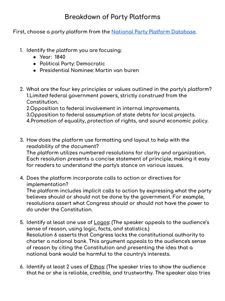 Breakdown of Party Platforms | PDF
