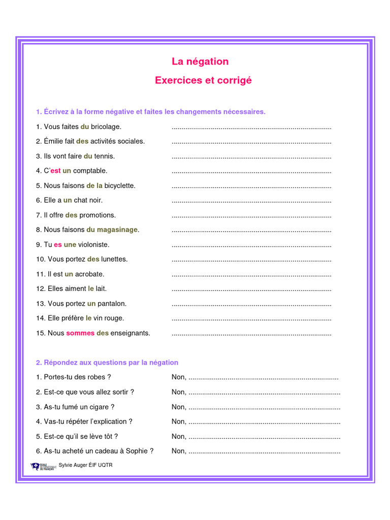 Negation Exercices | PDF | Échecs | Théorie (échecs)