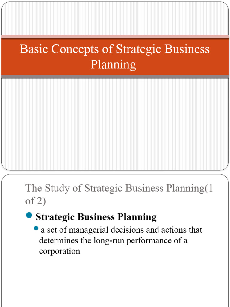 Basic Concepts of Strategic Business Planning | PDF | Strategic ...