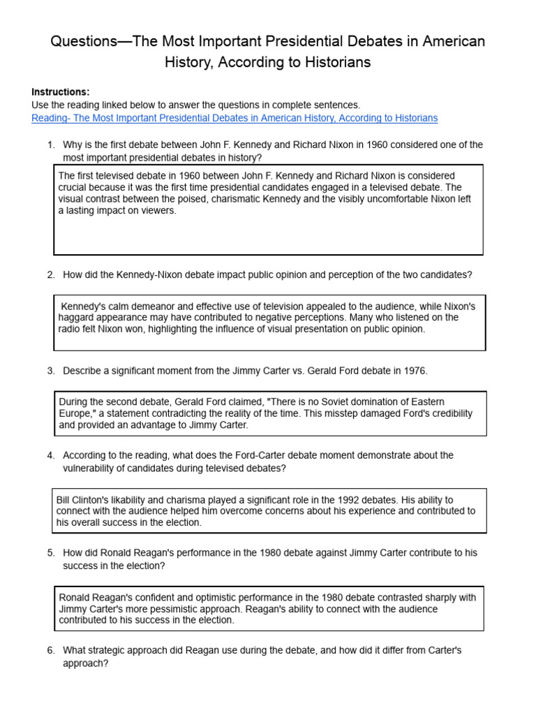 Key Presidential Debates That Shaped History | PDF | Jimmy Carter ...