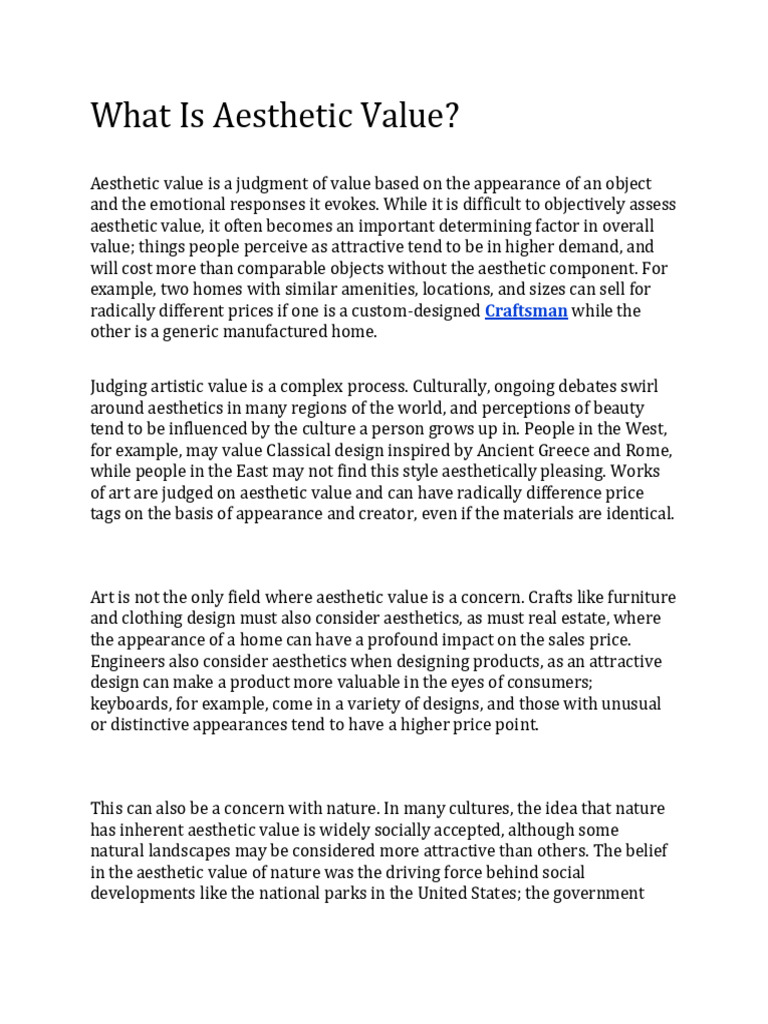 Understanding Aesthetic Value Explained | PDF | Aesthetics | Beauty