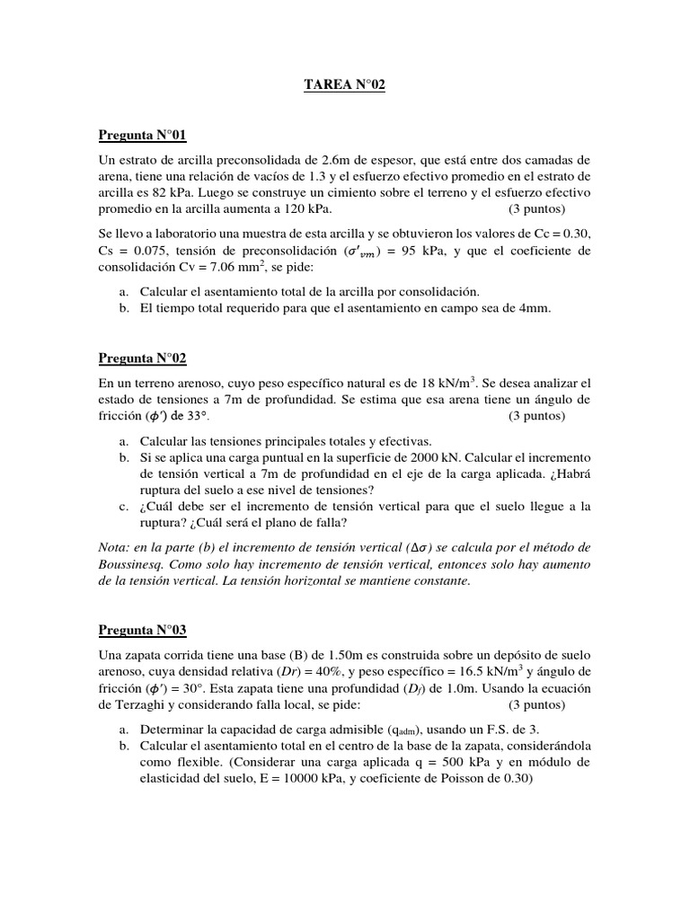 Tarea 02 | PDF | Fundación (Ingeniería) | Ciencias fisicas
