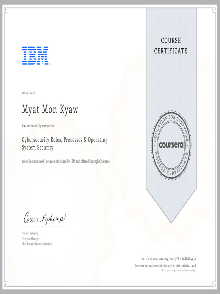 Certificate For Cybersecurity Roles, Processes & Operating System and ...