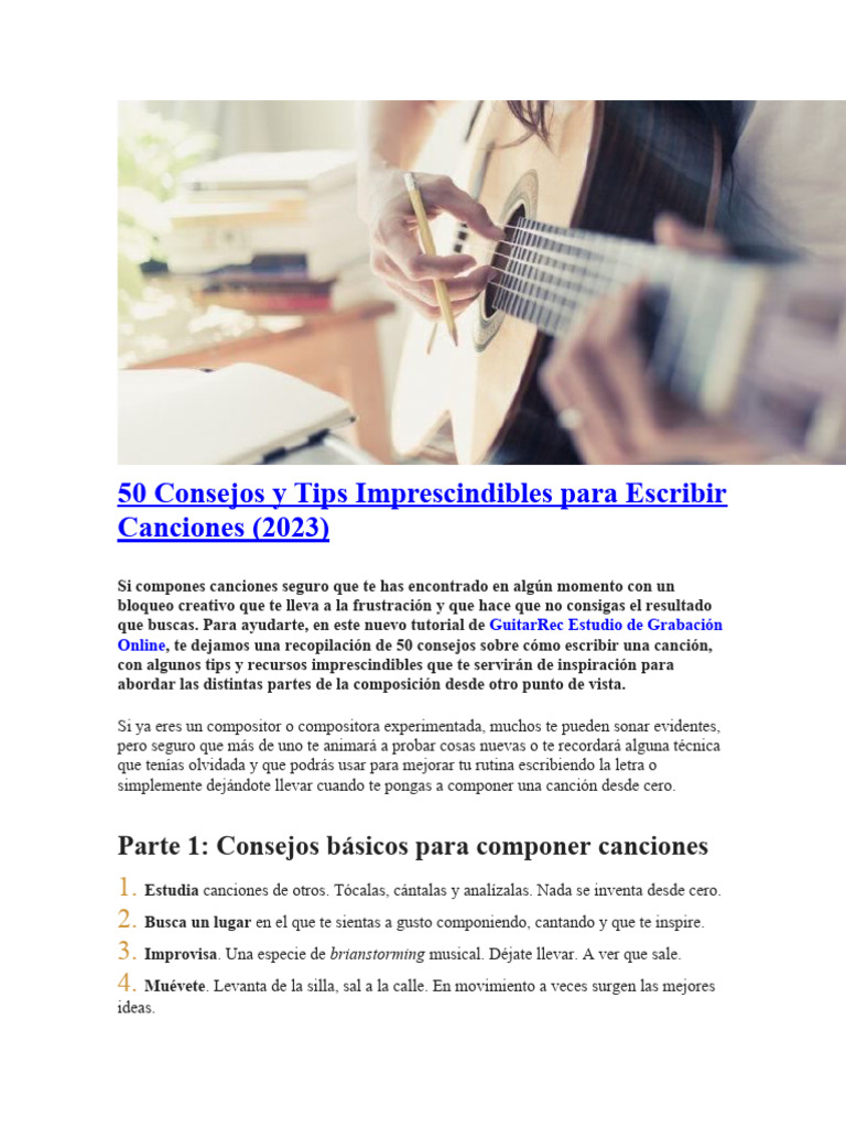 tips de composicion | PDF | Acorde (Música) | Canciones