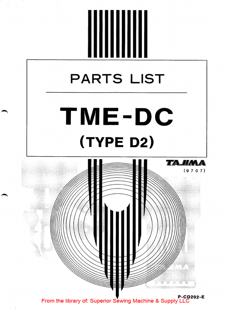Tajima TME-DC (Type D2) | PDF | Sewing Needle | Screw