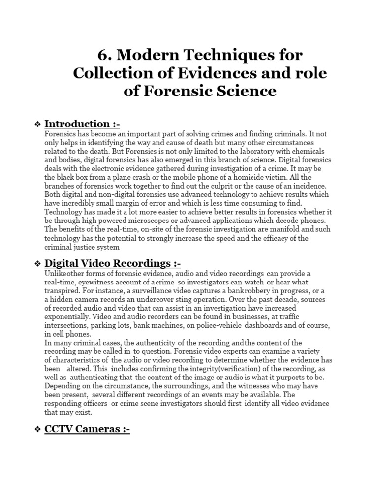 6. Modern Techniques for Collection of Evidences and role of Forensic ...