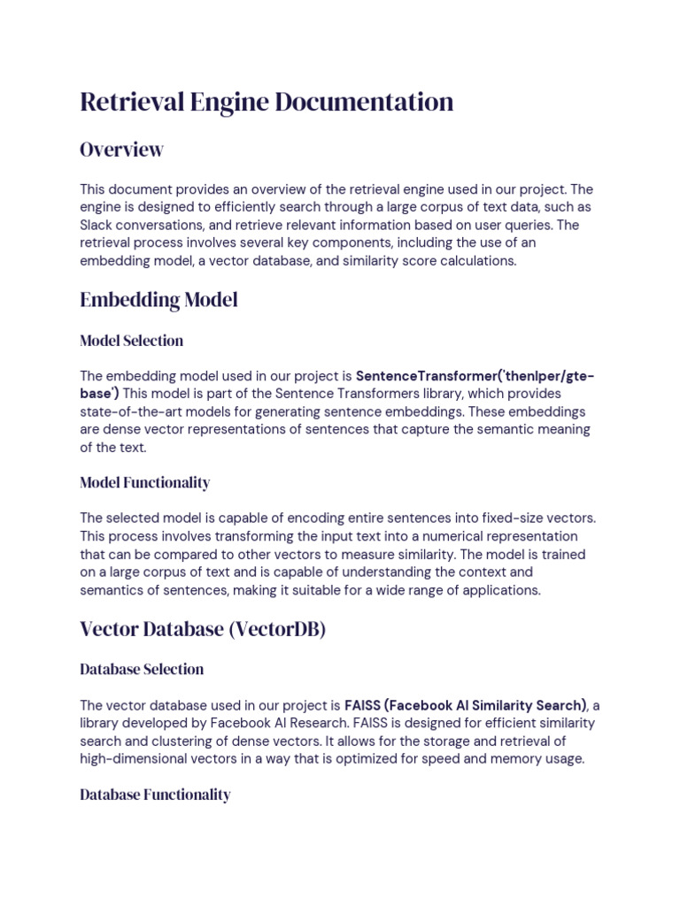 Retrieval Engine Documentation | PDF | Information Retrieval | Databases