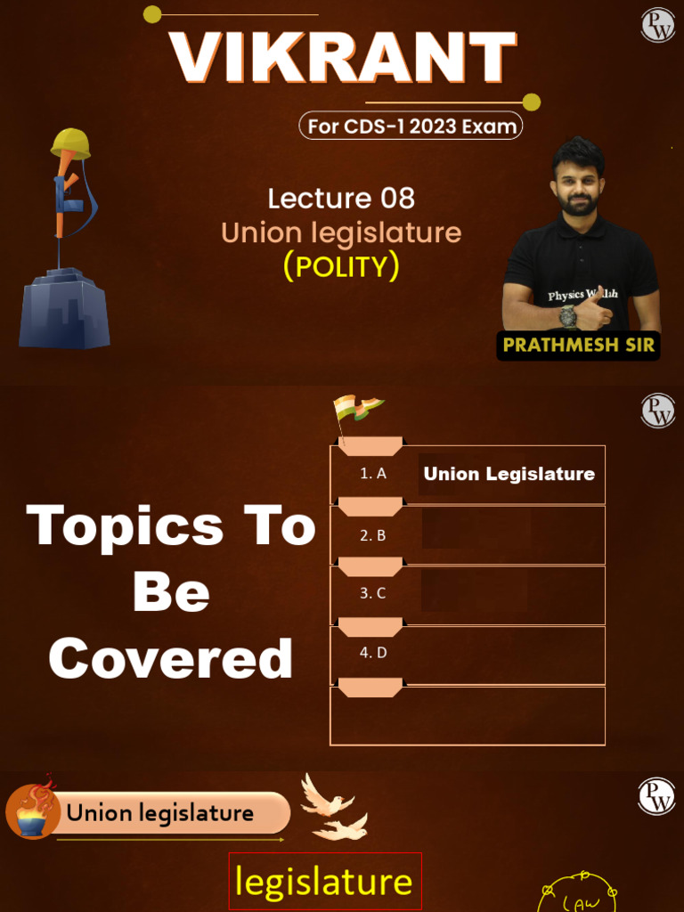 Union Legislature - Class Notes - Vikrant | PDF | Governance | Government