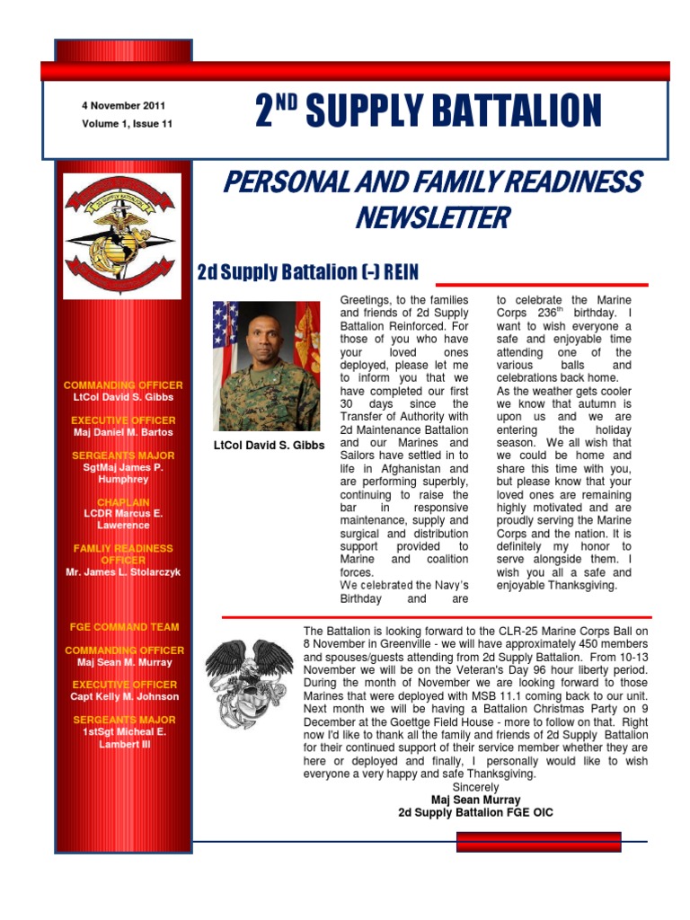 2nd Supply Battalion November Family Readiness Newsletter | PDF ...