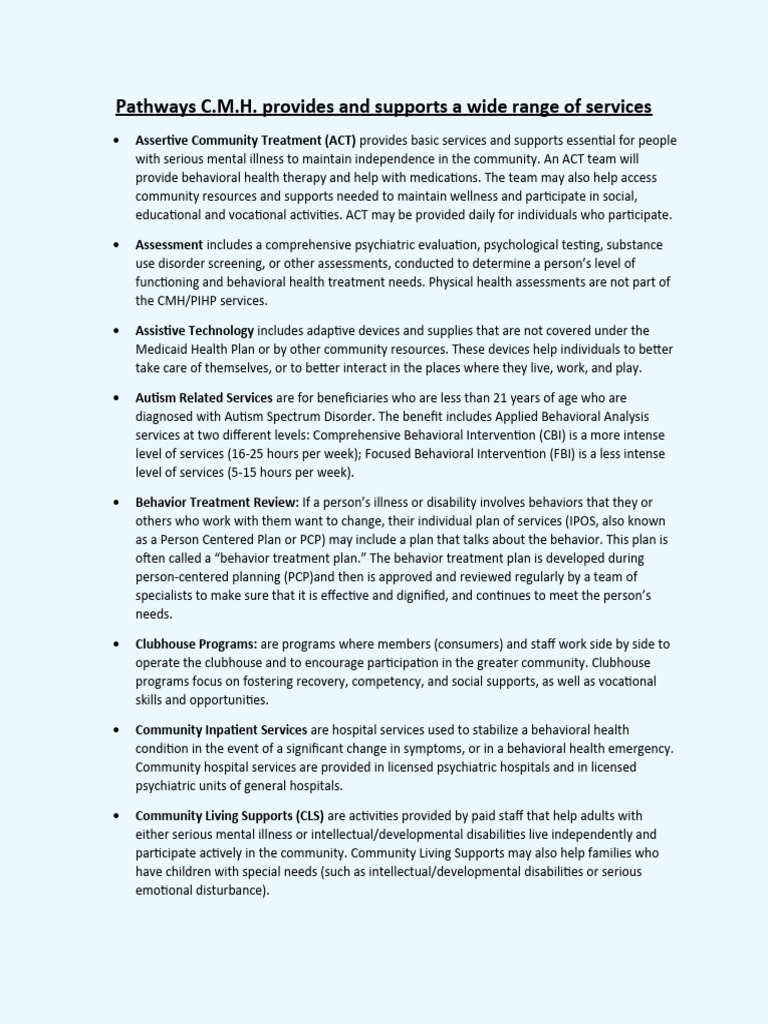 Pathways Services Pdf Mental Health Mental Disorder