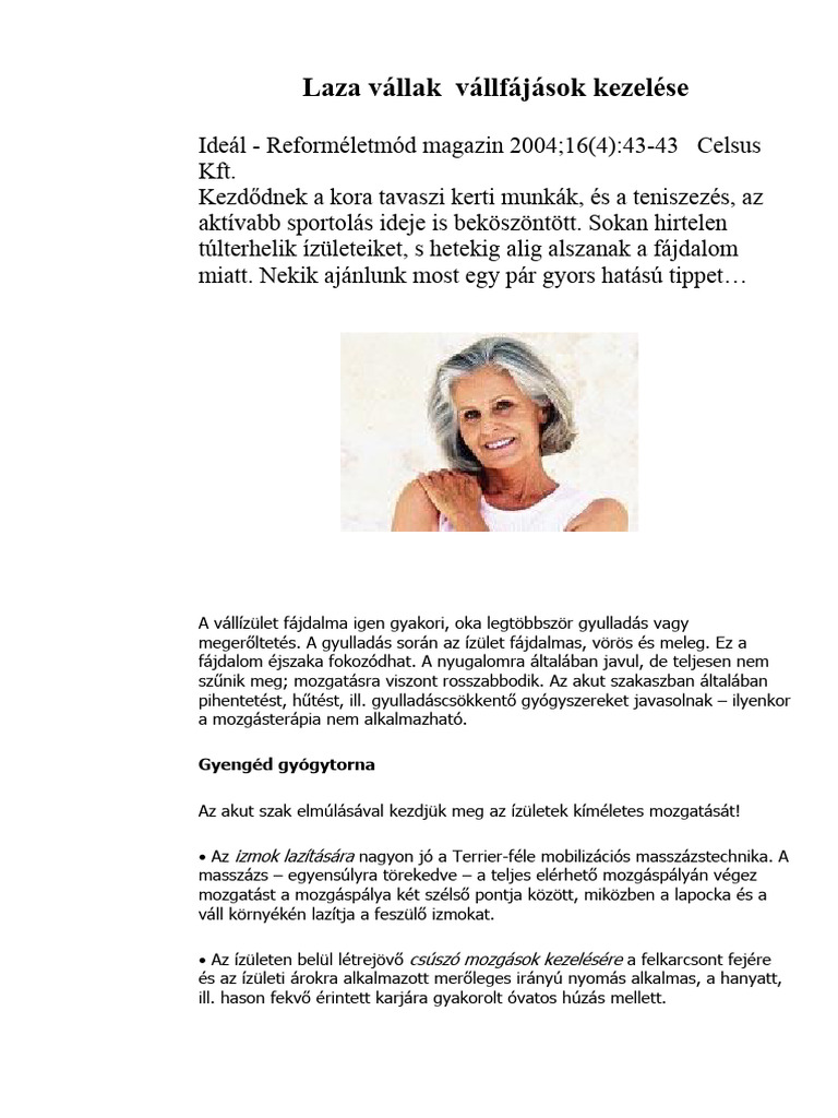 Laza Vállak - Vállfájások Kezelése | PDF