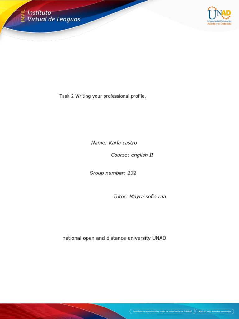 Appendix 1 - Template final Task 2 - Writing your professional profile ...