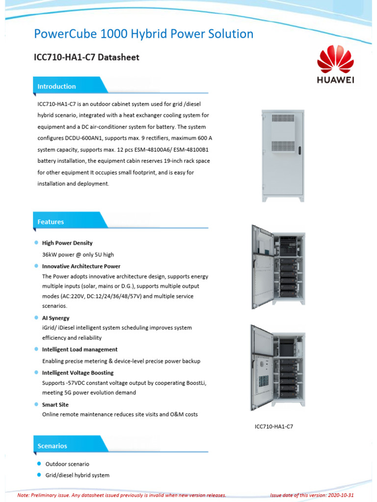 Outdoor Integrated Cabinet ICC710-HA1-C7 | PDF | Electrical Grid | Direct Current