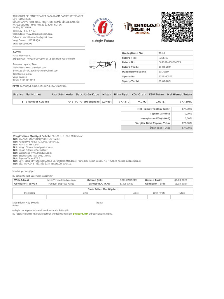 E-Arşiv Fatura | PDF