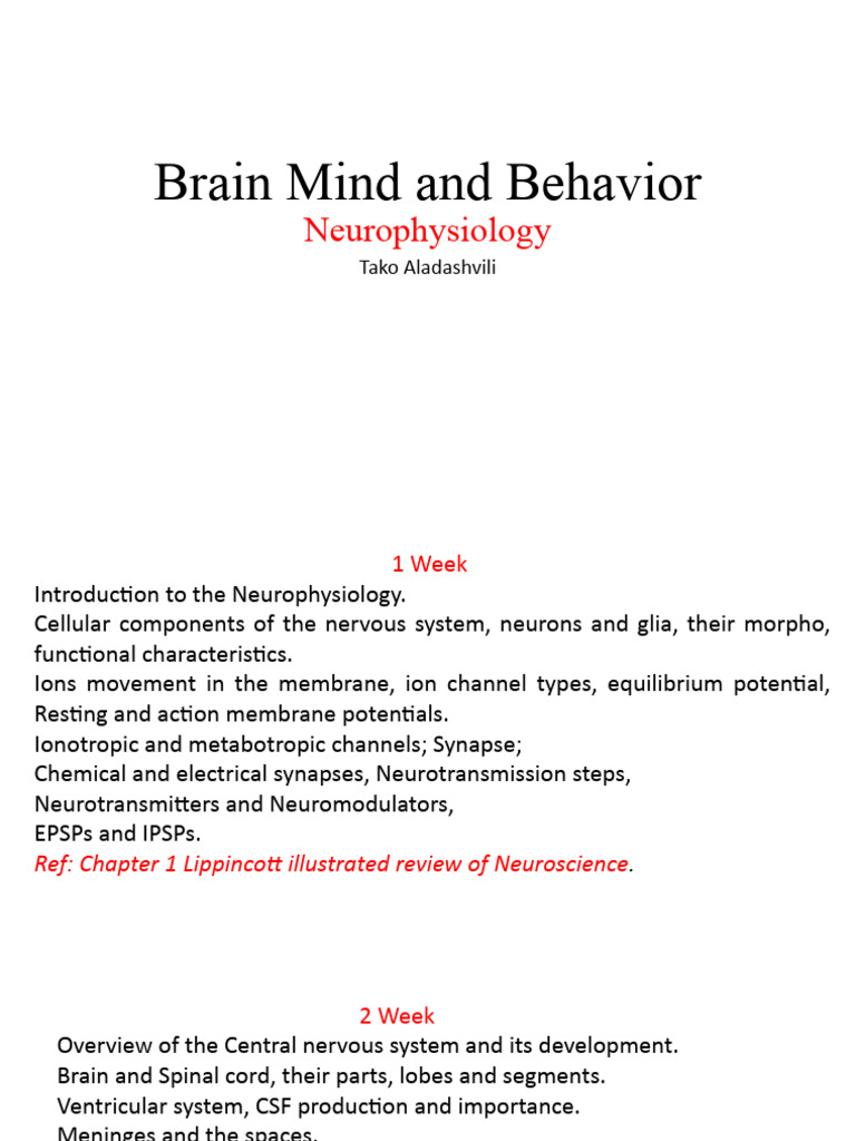 Syllabus and Book Pages of Neurophysiology | PDF | Brainstem | Cerebellum