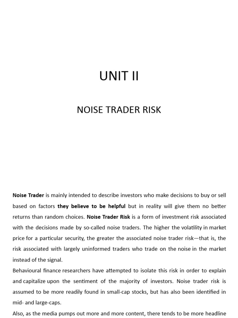 UNIT II. Noise-Trader | PDF | Stocks | Investing
