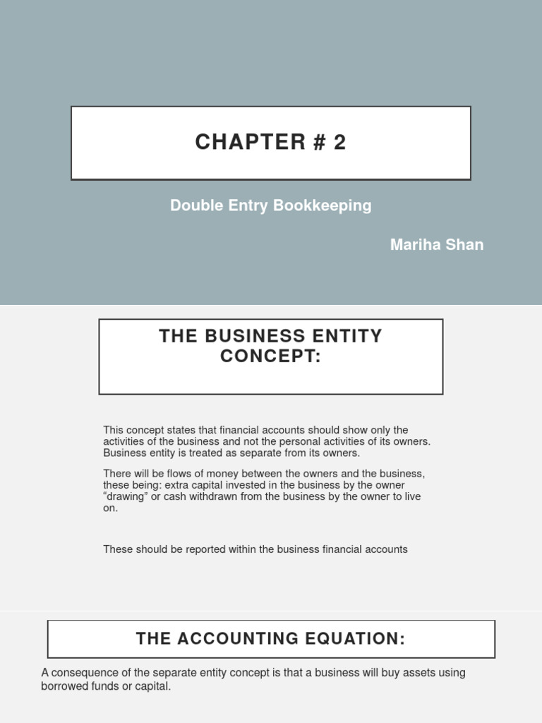 CHAPTER # 2 Double Entry Bookkeeping | PDF | Debits And Credits | Money