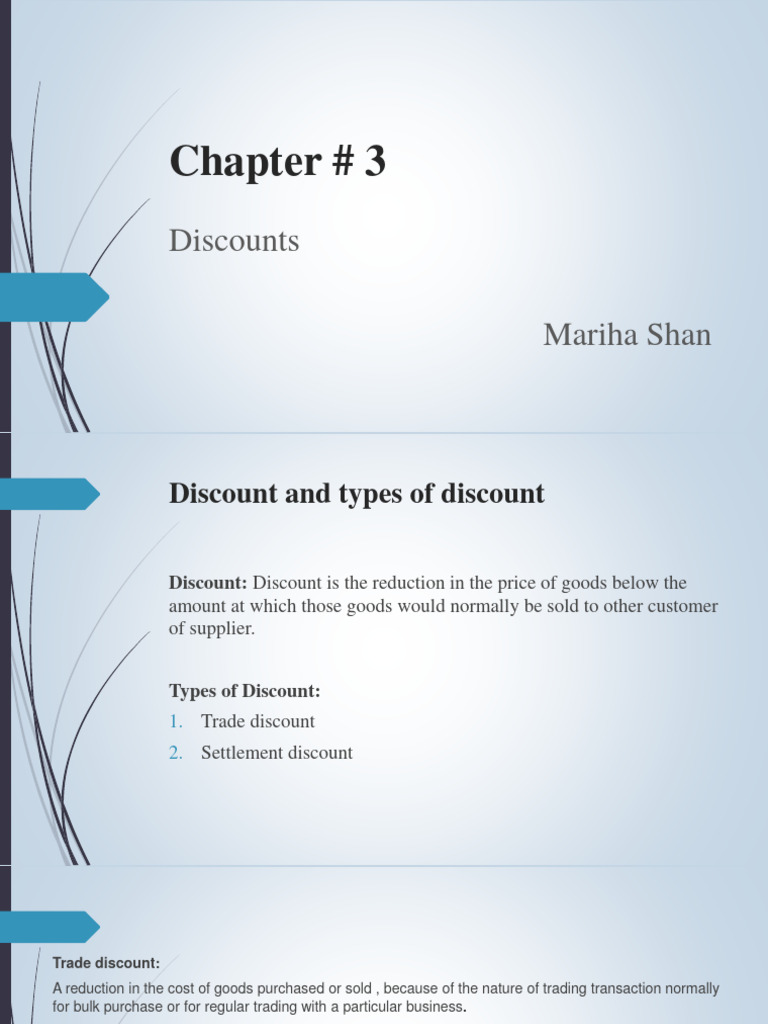 Chapter # 3 Discount | PDF | Discounts And Allowances | Payments