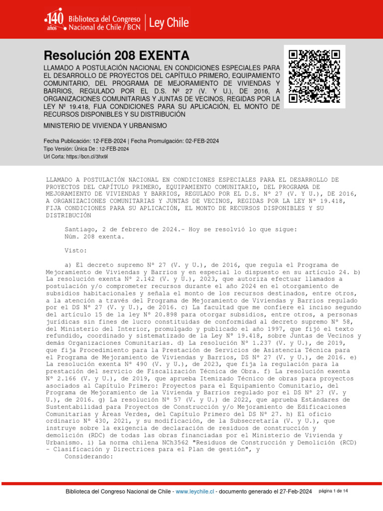 RES-208-EXENTA_12-FEB-2024 | PDF | Documento de identidad | Chile