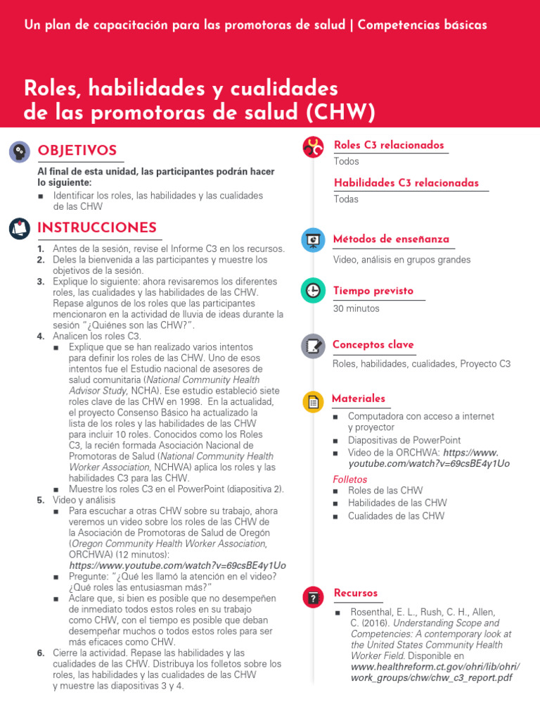 CHW CC 27 CHW Roles Qualities SP | PDF | Evaluación | Comunidad