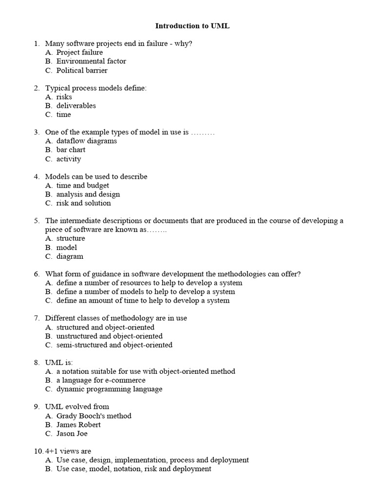 Quiz for moodle UML - Copy | PDF | Class (Computer Programming) | Use Case