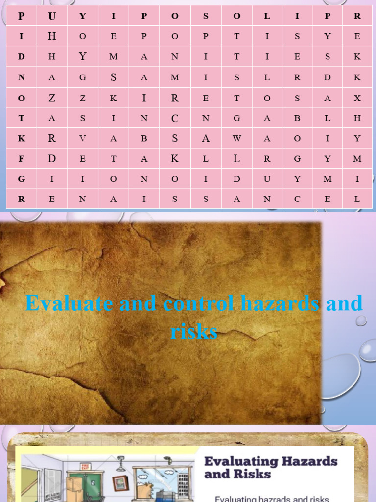 HFCFI PPT TLE 8 Caregiving Evaluate and Control Hazards and Risks March 11, 2024 | PDF