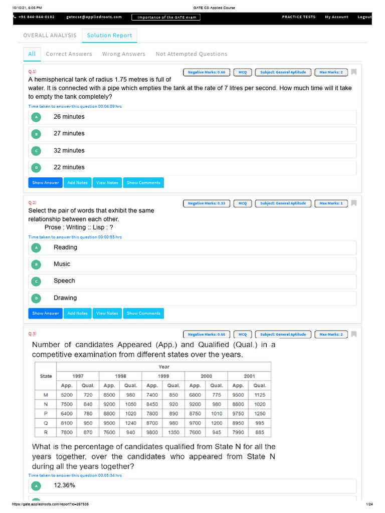 Grand Test 1 | PDF | Multiple Choice | Cpu Cache