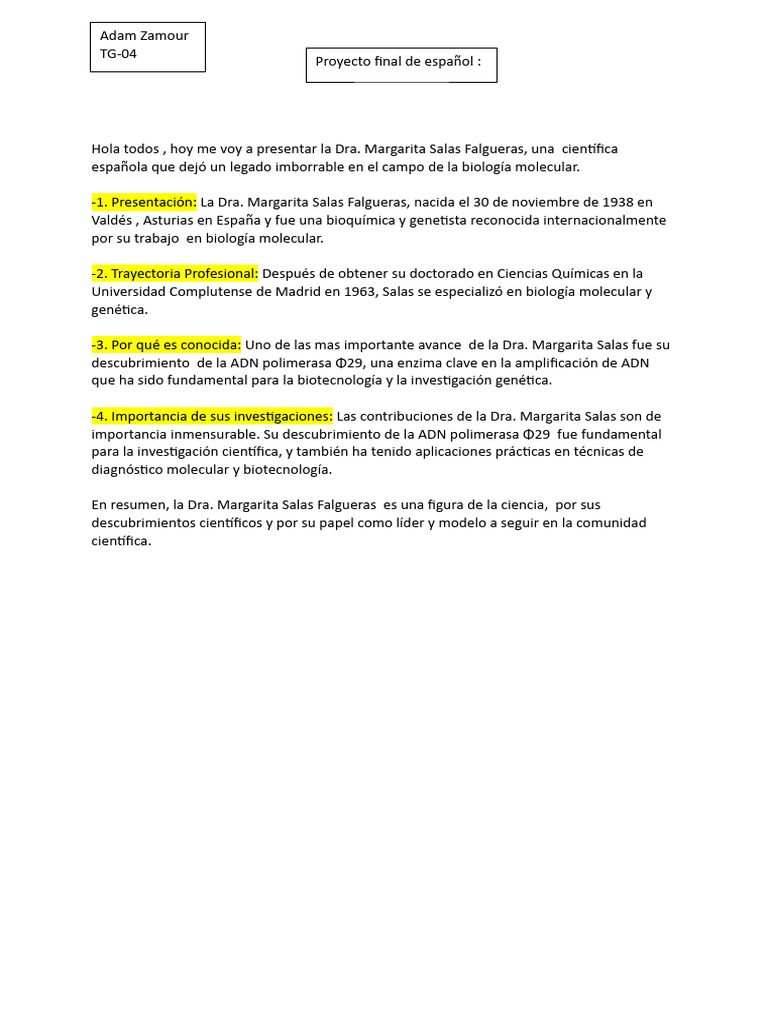 Projet Final Espagnol | PDF