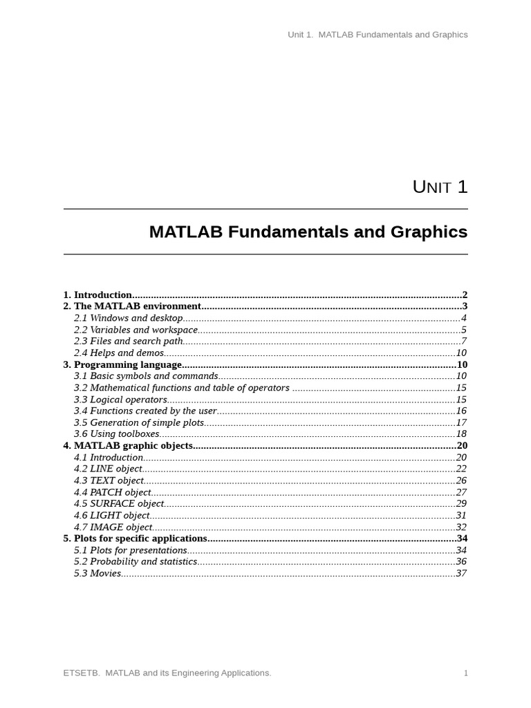 MAE Unit1 Fundamentals and Graphics Rev2018 | PDF | Matlab | Matrix ...