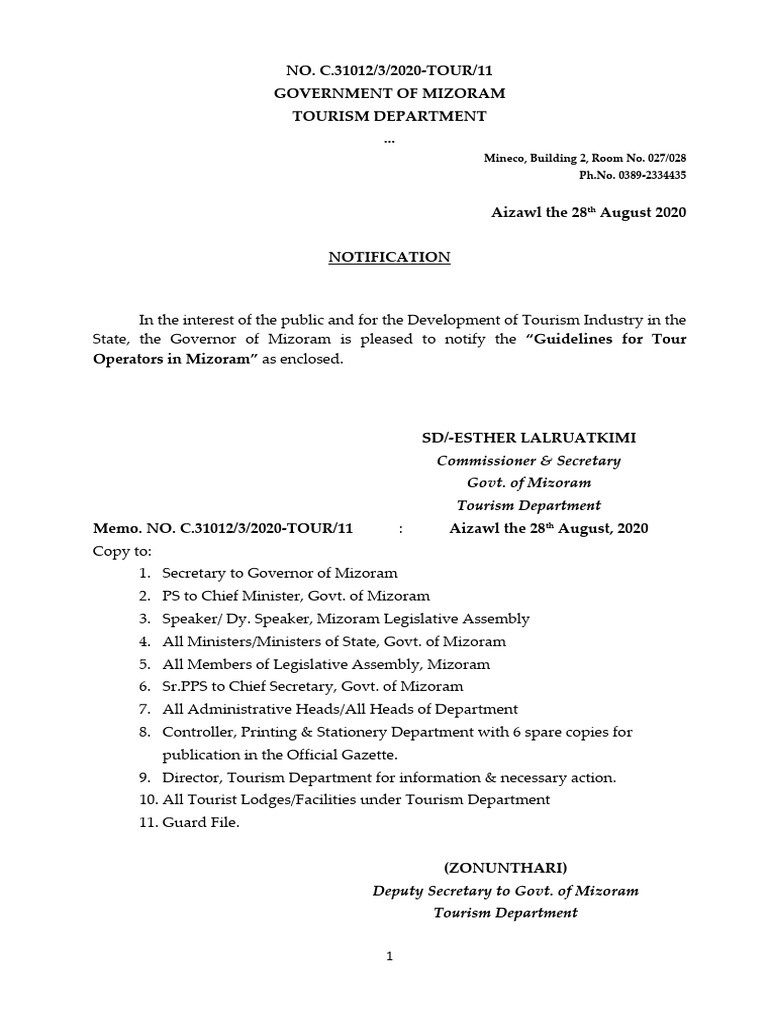 Guidelines For Tour Operator | PDF | Tourism | Payments