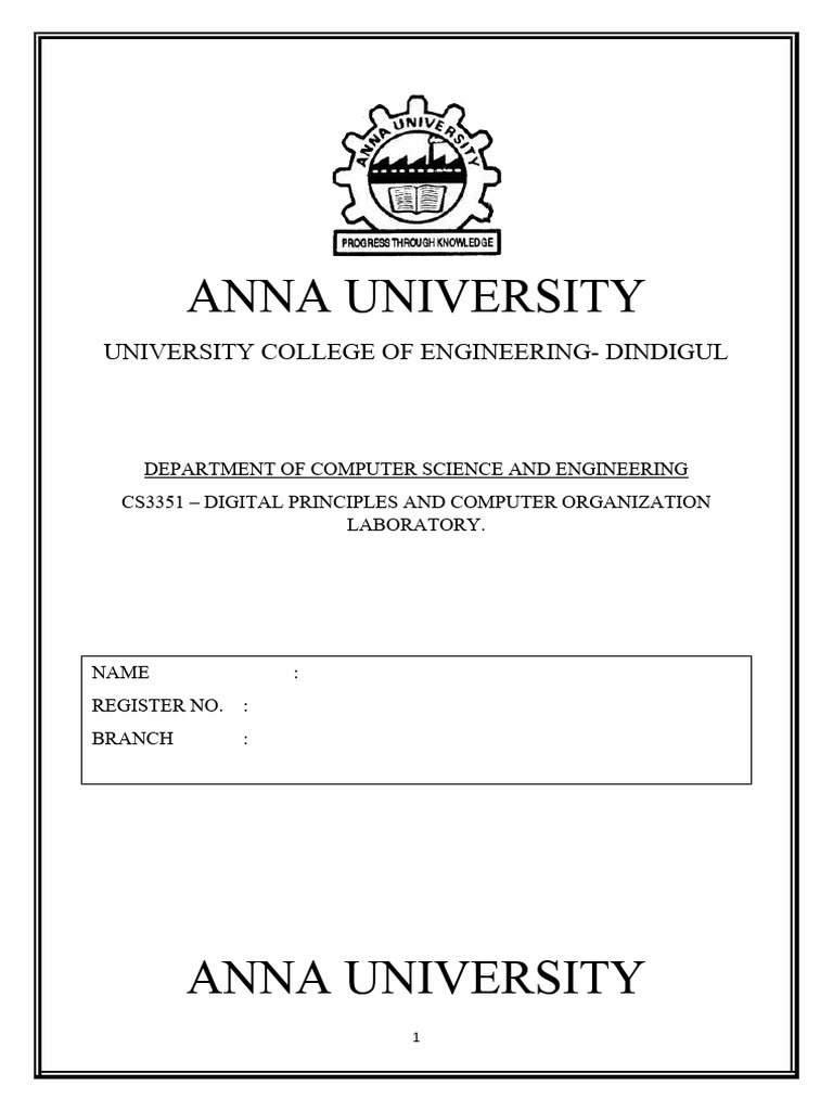 CS3351 - DIGITAL PRINCIPLES AND COMPUTER ORGANIZATION Laboratory | PDF | Logic Gate | Binary ...