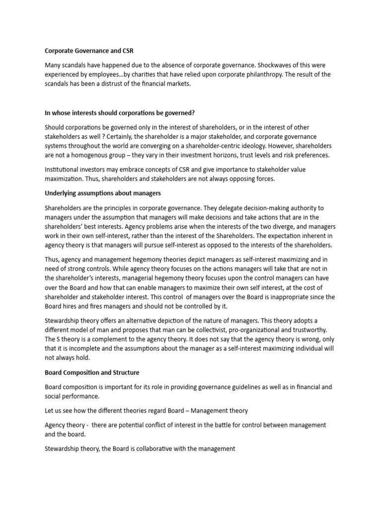 Shaleen -Corporate Governance and CSR | PDF | Corporate Social Responsibility | Corporate Governance