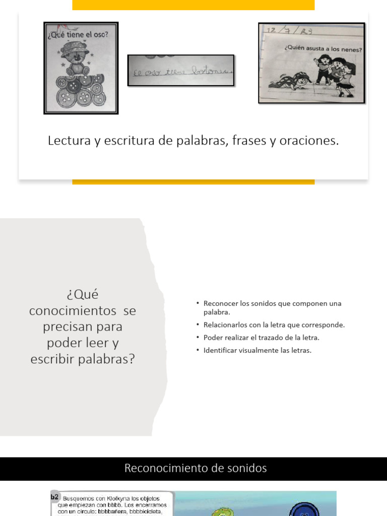 Lectura y Escritura de Palabras y Oraciones | PDF | Ortografía | Escritura