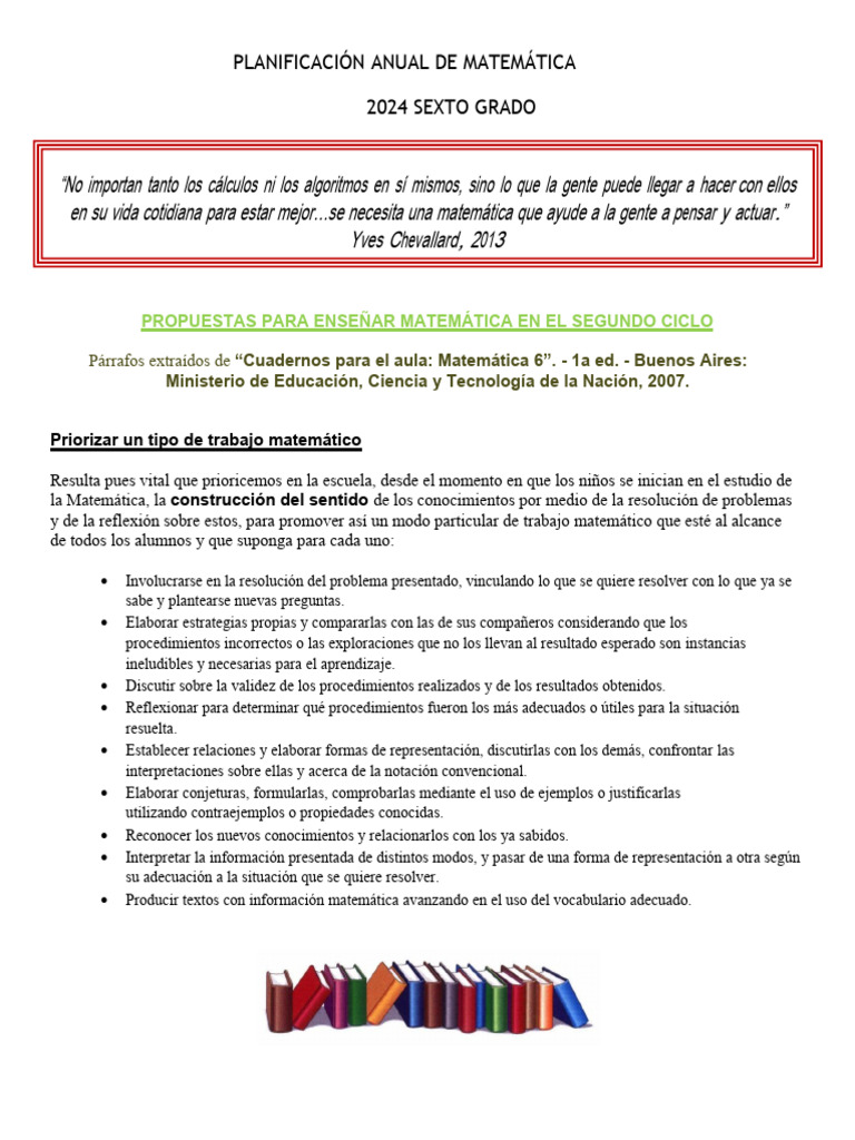 PlanificaciÓn Anual De MatemÁtica 2024 Sexto Grado Pdf División 2249