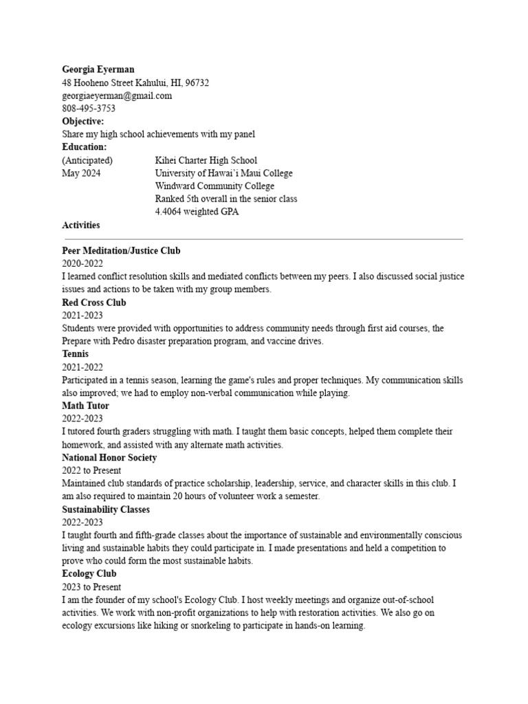 Ss Resume | PDF | Maui