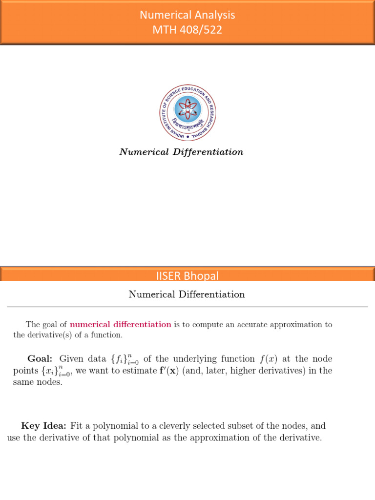 Num Differentiation | PDF | Derivative | Algorithms
