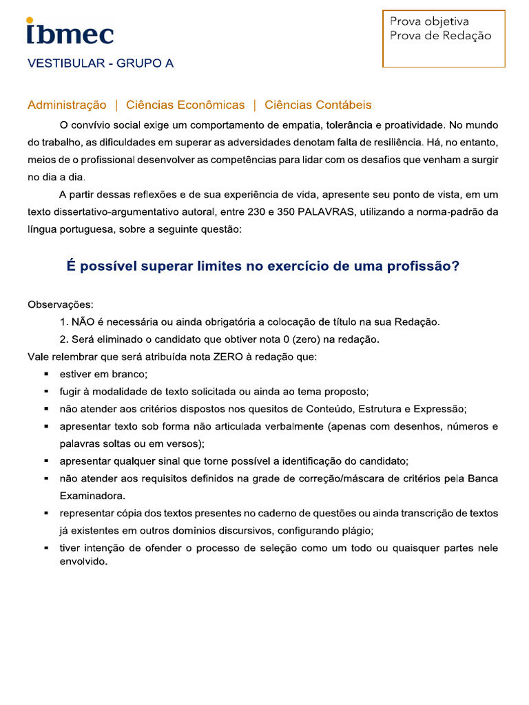 Redacao Ibmec Pergunta | PDF