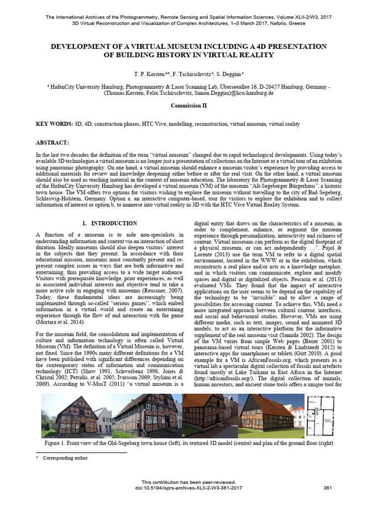 Development of A Virtual Museum Including A 4D Presentation of Building History in Virtual ...