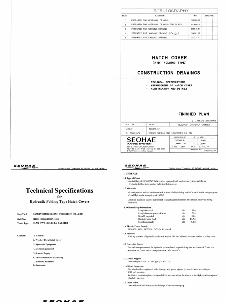 Hydraulic Folding Hatch Covers Specs | PDF | Pipe (Fluid Conveyance ...