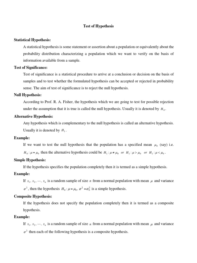 Hypothesis Testing Pdf Statistical Hypothesis Testing Statistical