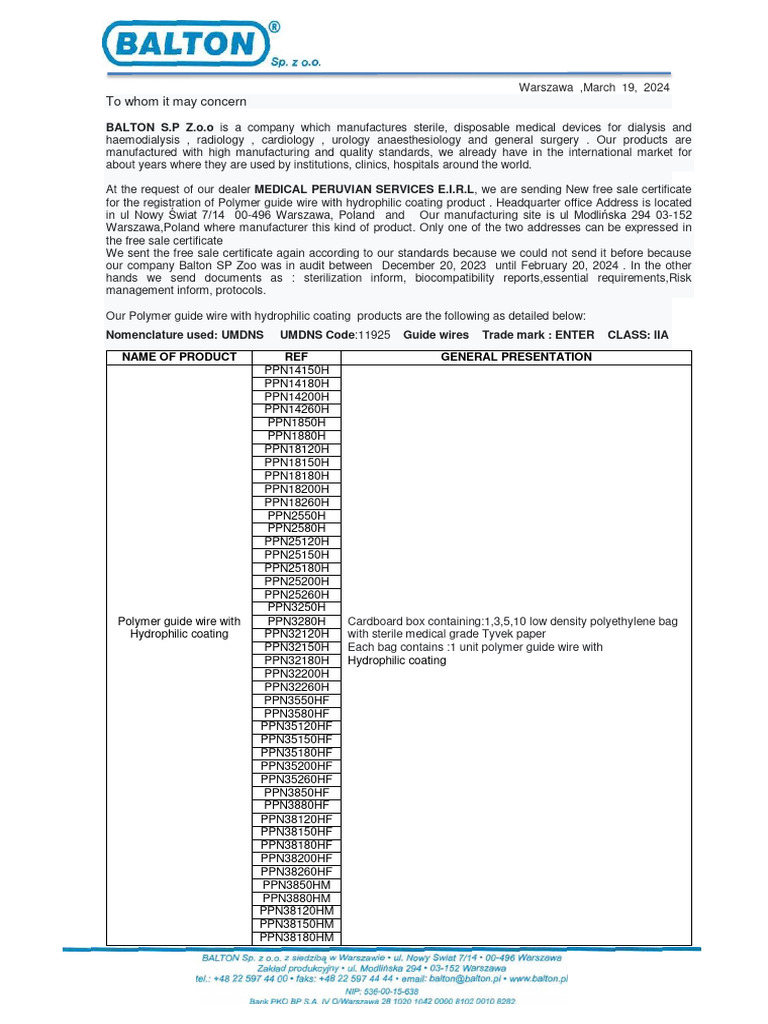 New Manufacturer Letter | PDF