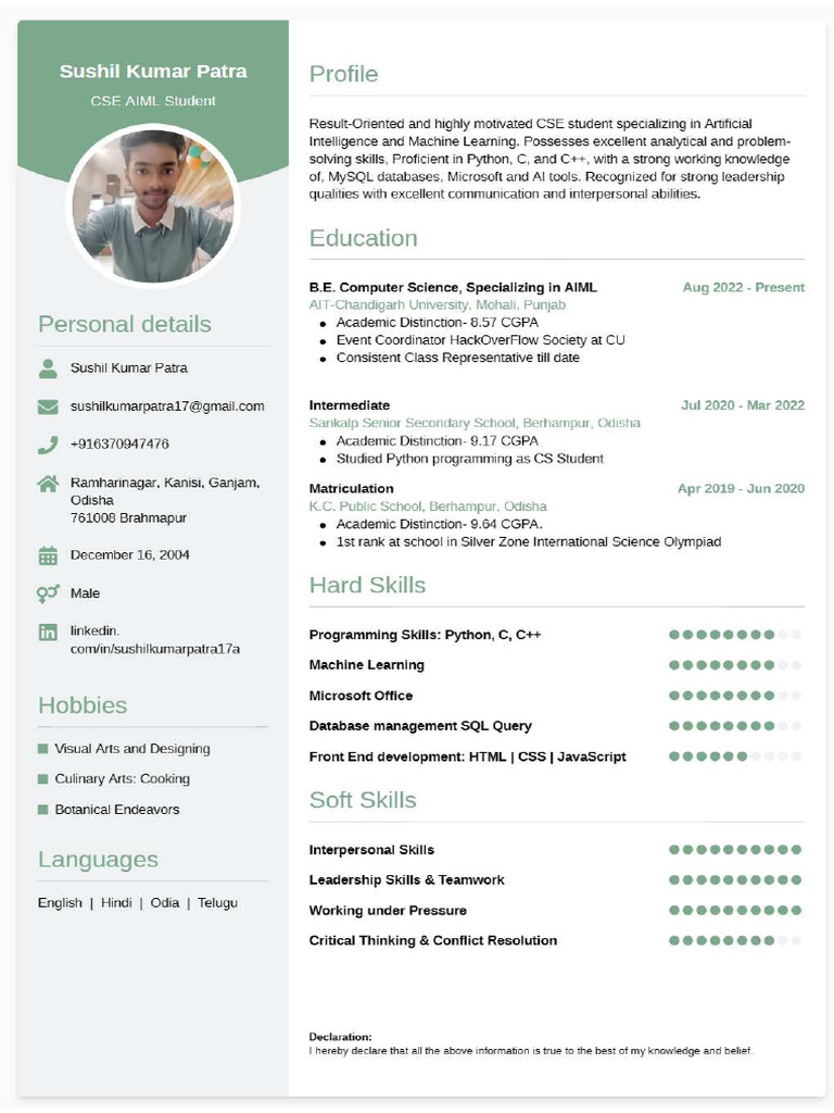 Sushil Kumar Patra Resume (1) | PDF
