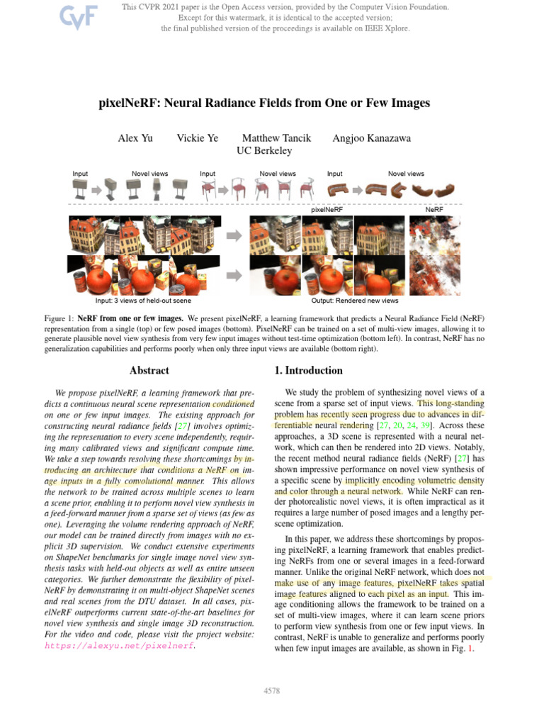 Pixel Nerf | PDF | Computer Graphics | Graphics